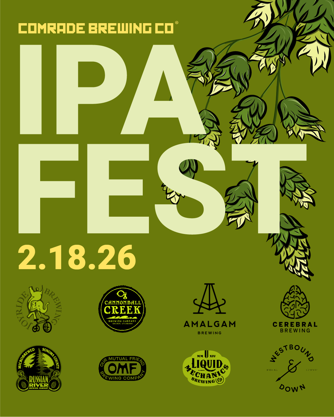 2/18 - Comrade 3rd Annual IPA Fest - Comrade Brewing | Denver